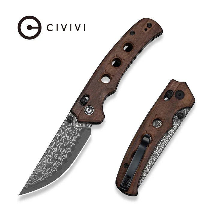 CIVIVI Noctis Wood Handle Damascus Blade 2.98" – GL Extra Enterprise